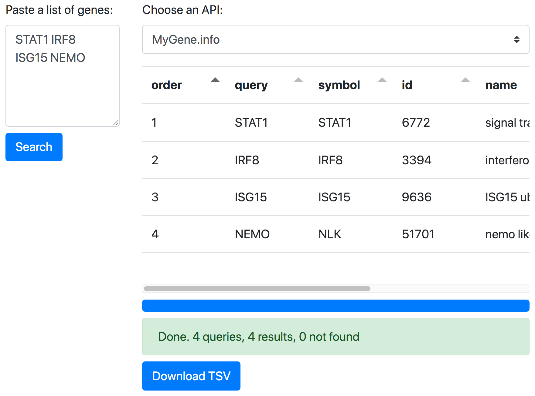 Make tidy gene tables with MyGene.info and Tabulator · Kamil Slowikowski